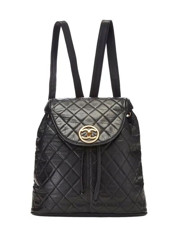 Chanel Quilted Lambskin Circle Lock Backpack - Black