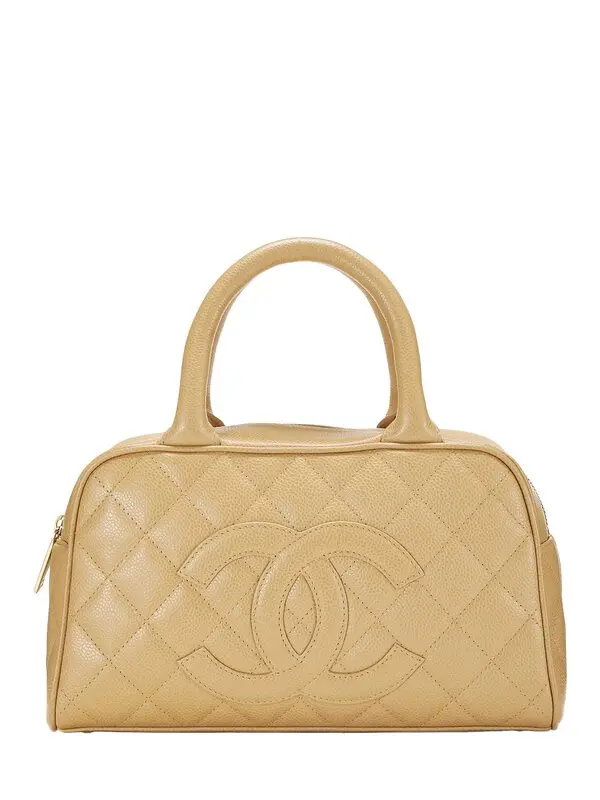 Chanel Quilted Caviar Bowler - Beige
