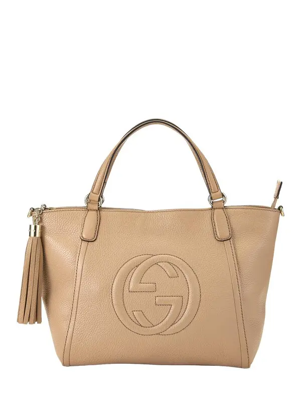 Gucci Leather Soho Top Handle Bag - Beige
