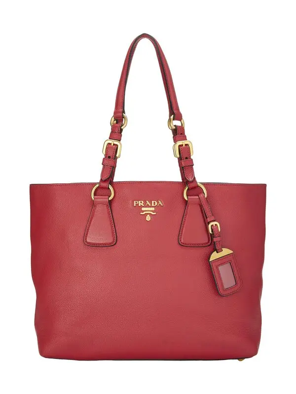 Prada Vitello Daino Tote - Red