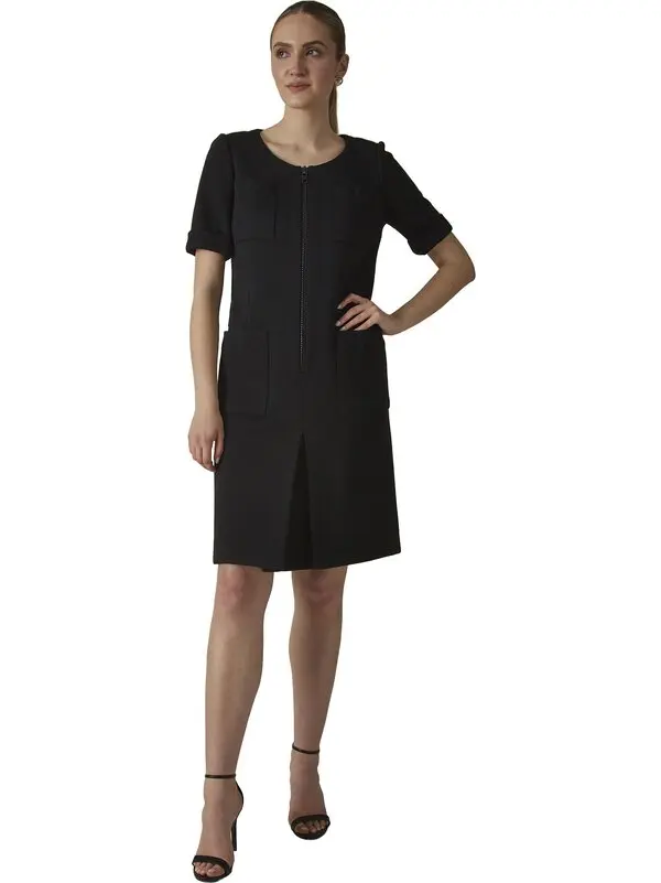 PATOU Wool Zippered Shift Dress - Black
