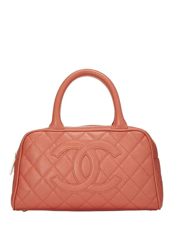 Chanel Quilted Caviar Bowler - Orange