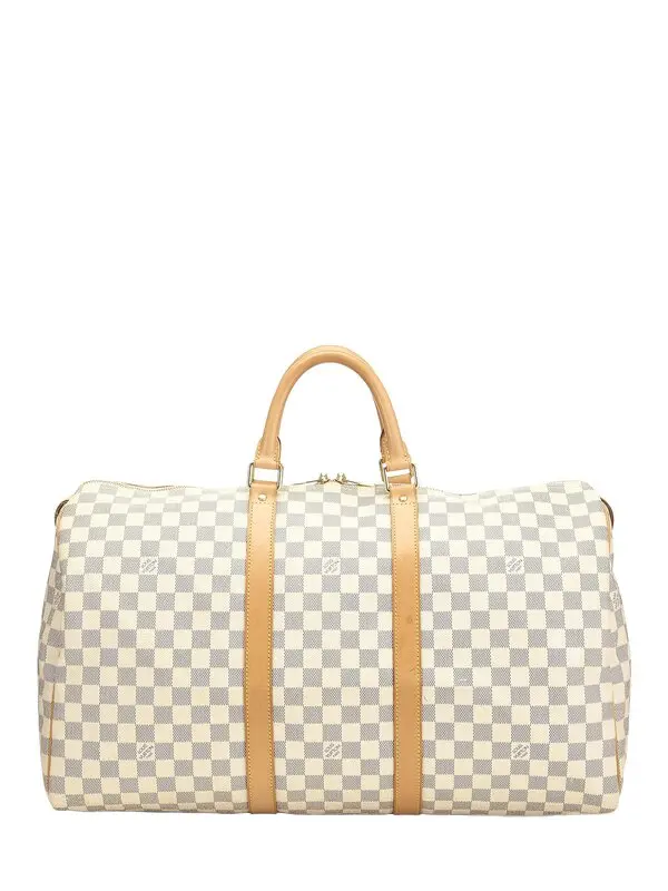 LOUIS VUITTON Damier Azur Keepall 50 Duffle Bag - White
