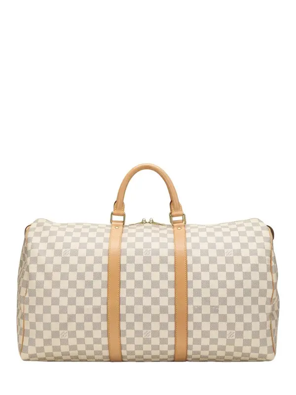 LOUIS VUITTON Damier Azur Keepall 50 Duffle Bag - White