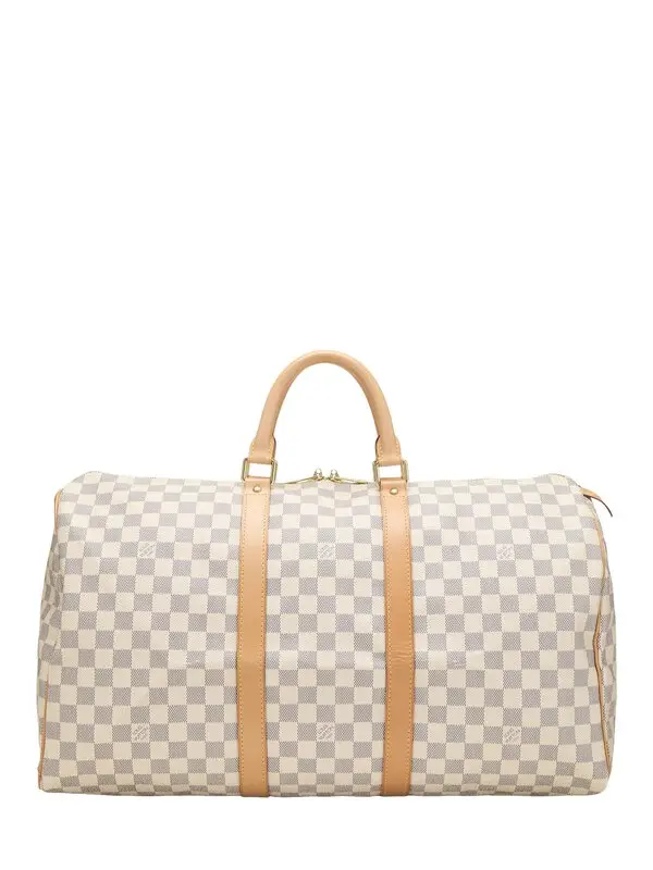 LOUIS VUITTON Damier Azur Keepall 50 Duffle Bag - White