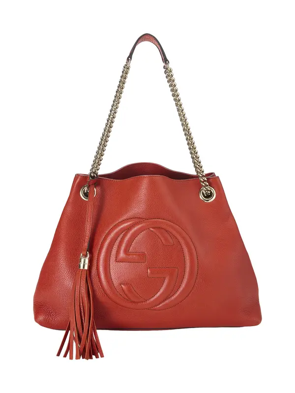 Gucci Leather Soho Chain Tote - Orange