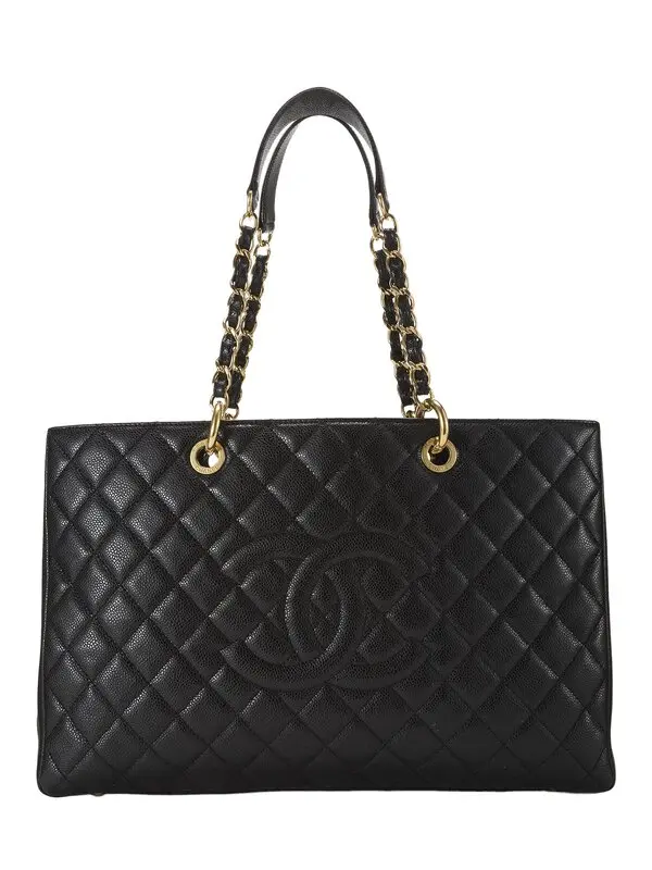 Chanel Quilted Caviar Grand Shopping Tote - Black