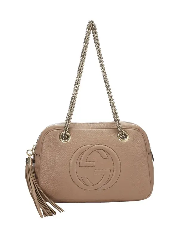 Gucci Leather Soho Chain Shoulder Bag - Beige