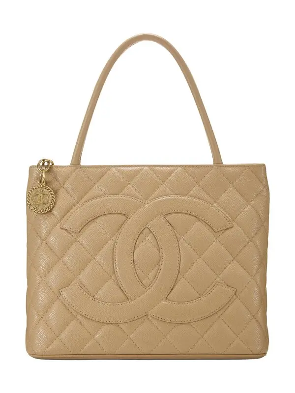 Chanel Quilted Caviar Medallion Tote - Beige
