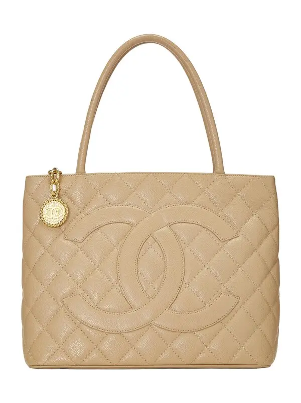 Chanel Quilted Caviar Medallion Tote - Beige