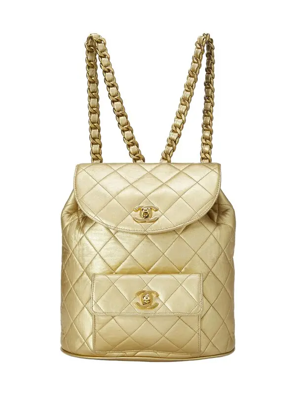 Chanel Metallic Lambskin Classic Backpack - Gold