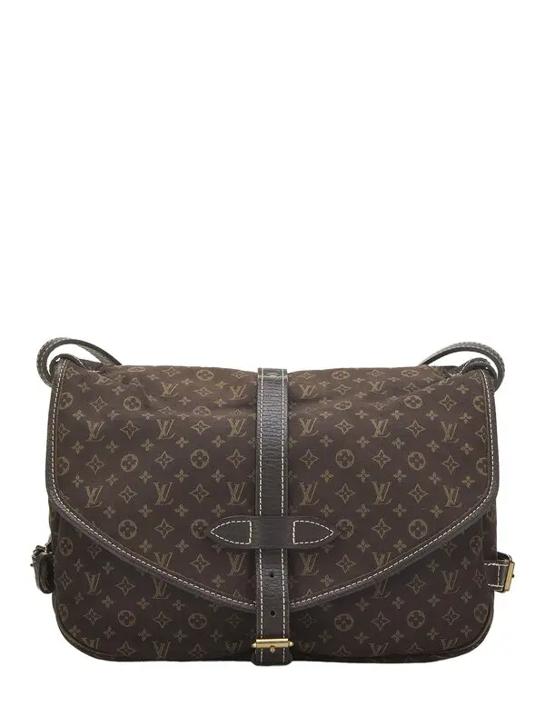 LOUIS VUITTON Monogram Mini Lin Saumur - Brown