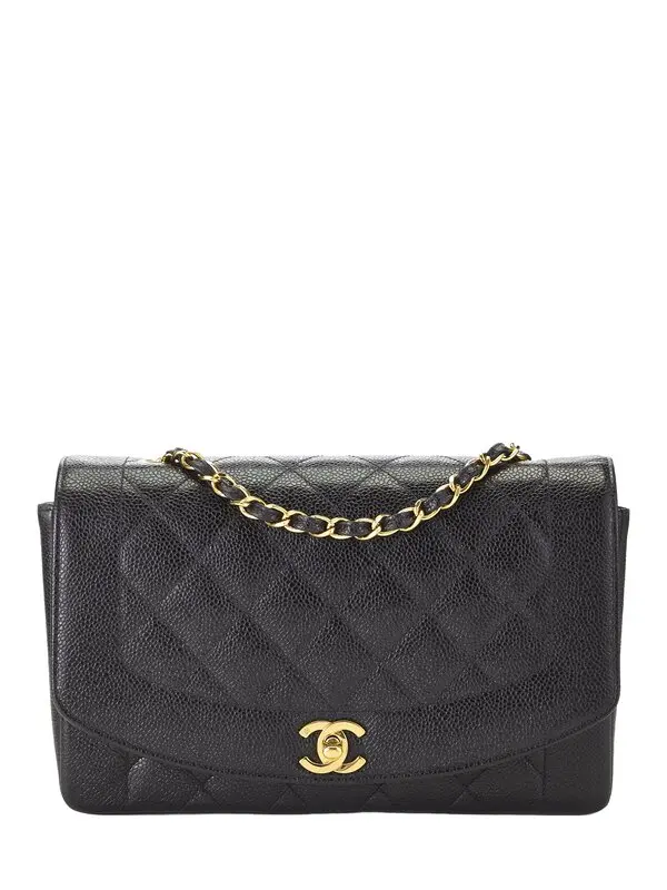 Chanel Quilted Caviar Diana Flap Bag - Black