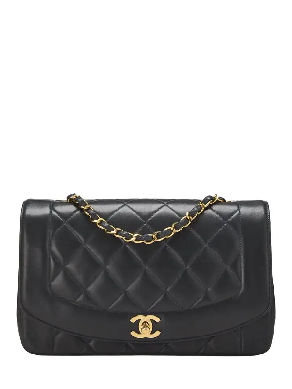 Chanel Quilted Lambskin Diana Flap Bag Medium - Navy