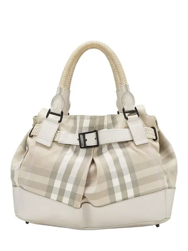 Burberry House Check Bucket Tote - White