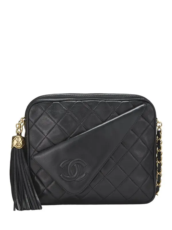 Chanel Lambskin Diagonal Camera Bag - Black