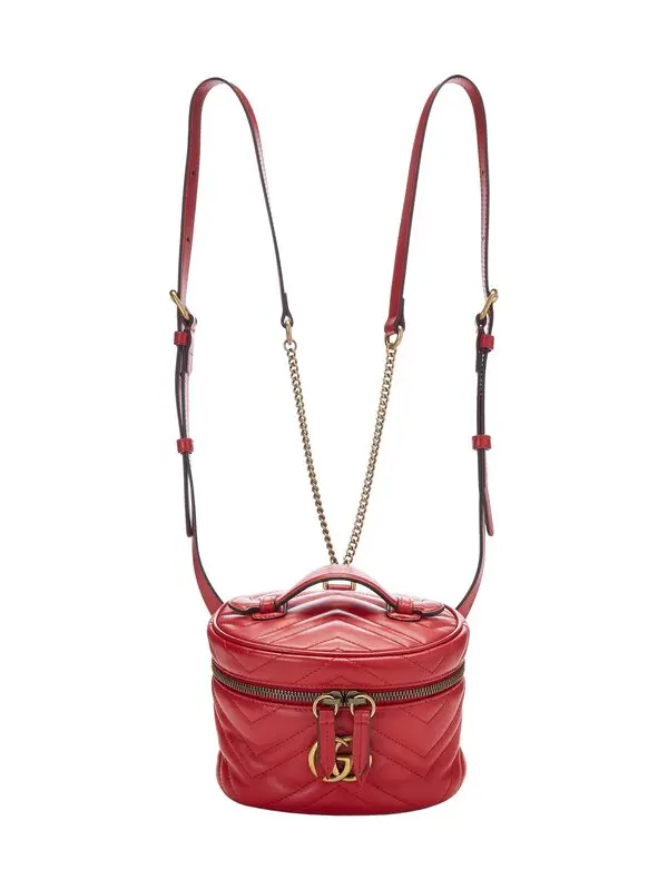 Gucci Leather Gg Marmont Backpack - Red