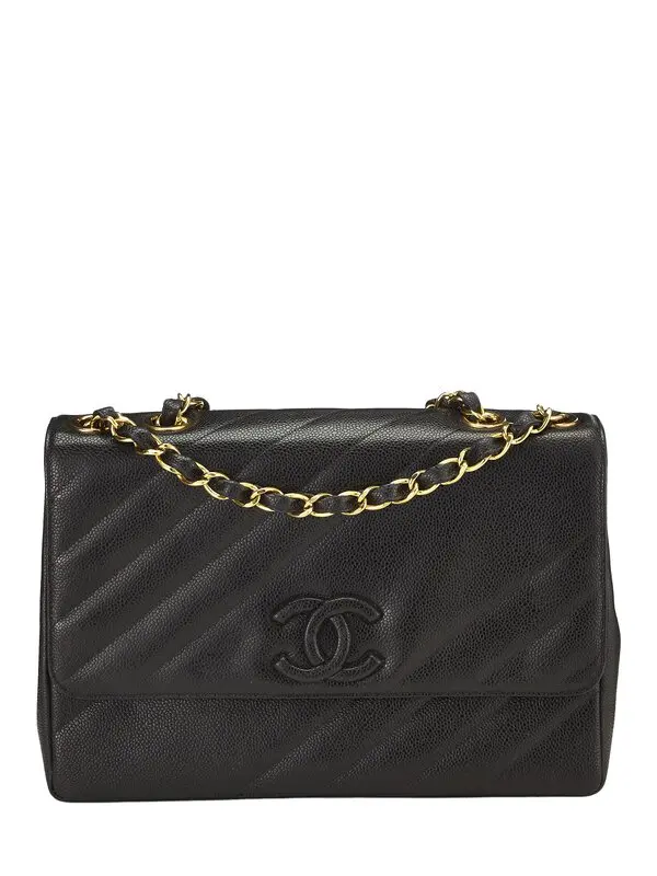 Chanel Caviar Diagonal Flap - Black
