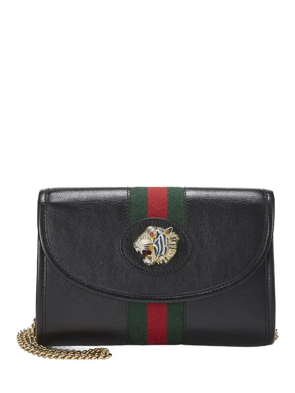 Gucci Leather Web Rajah Shoulder Bag - Black