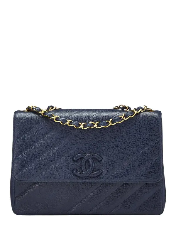 Chanel Caviar Diagonal Flap - Blue