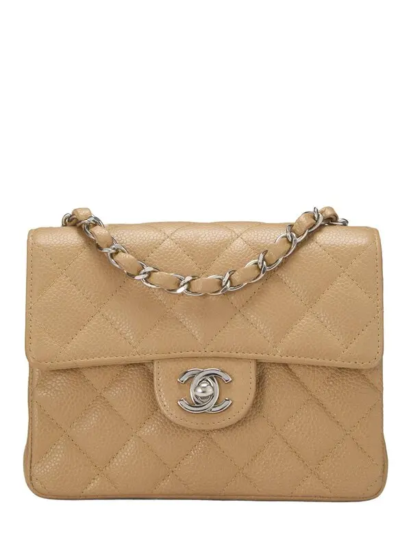 Chanel Quilted Caviar Half Flap - Beige