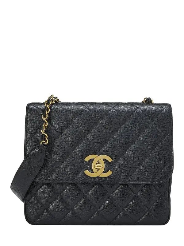 Chanel Caviar Square Flap Bag - Black
