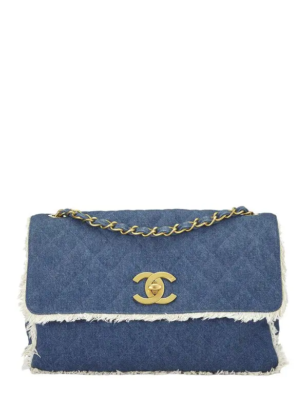 Chanel Quilted Denim Half Flap - Blue