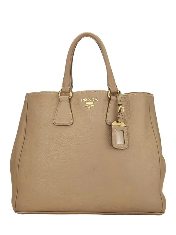 Prada Vitello Daino Convertible Top Handle Tote - Beige