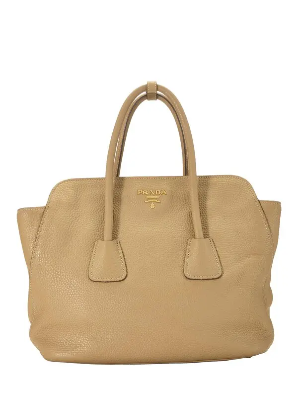 Prada Vitello Daino Convertible Top Handle Tote - Beige
