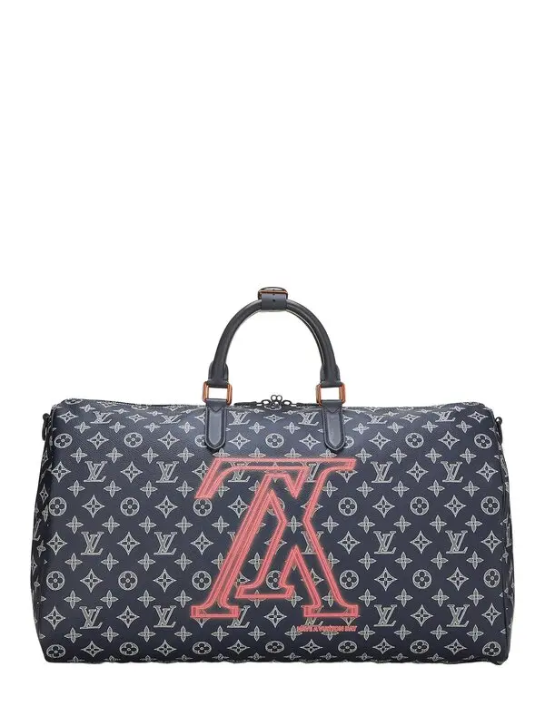 LOUIS VUITTON Kim Jones Monogram Upside Down Keepall Bandouliere 50 - Navy