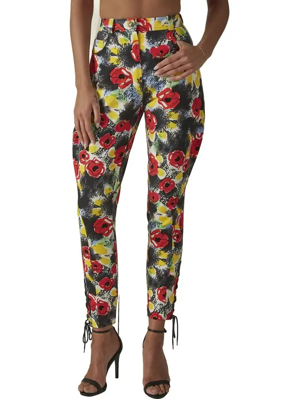 Chanel Floral Printed High-waisted Denim Pants - Multi