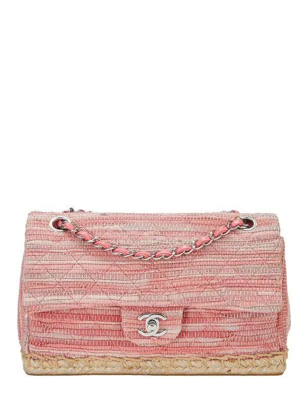 Chanel Raffia Espadrille Flap Bag - Pink
