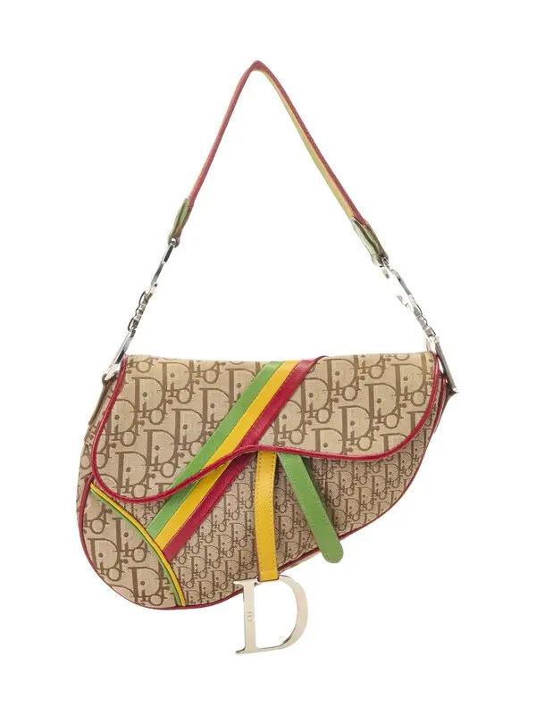 Dior Multicolor Trotter Canvas Rasta Saddle Bag - Multi