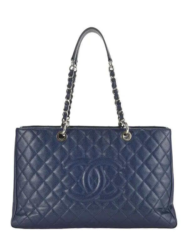 Chanel Quilted Caviar Grand Shopping Tote - Navy