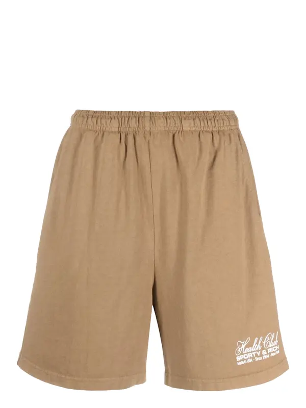 SPORTY & RICH Logo-print Track Shorts - Brown