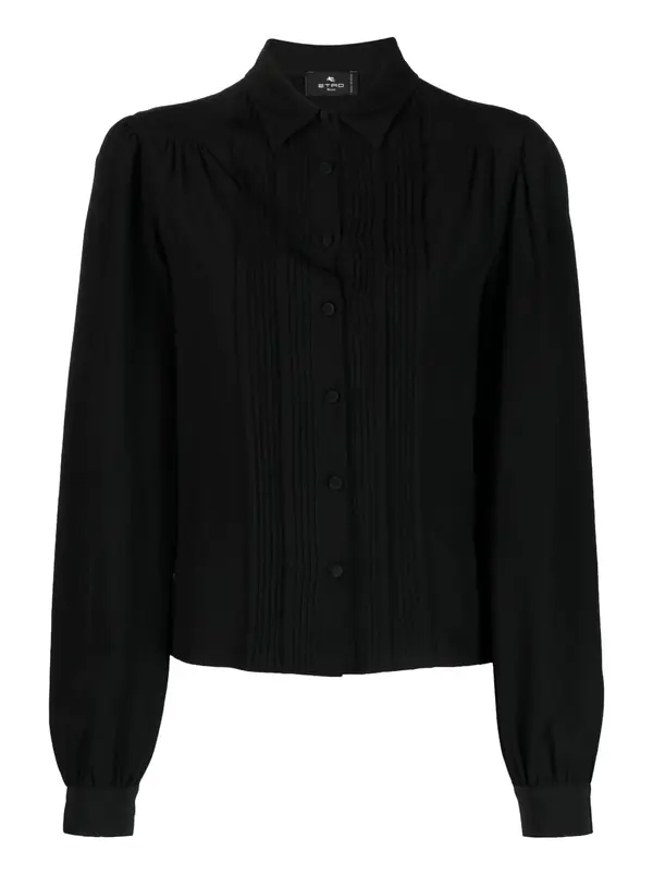Etro Ribbed Detail Silk Blouse - Black