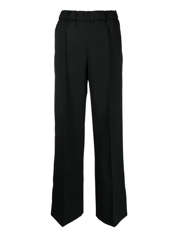 JIL SANDER Pressed-crease Wool Trousers - Black