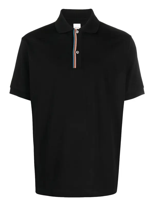 Paul Smith Rainbow-stripe Cotton Polo Shirt - Black