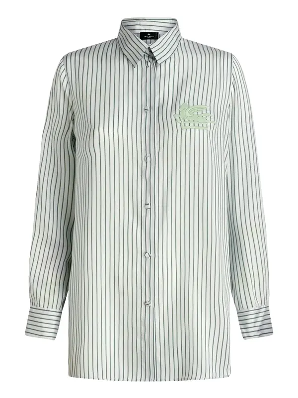 Etro Logo-embroidered Striped Shirt - Green