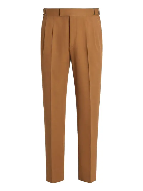 Zegna Pleat-detail Straight-leg Trousers - Brown