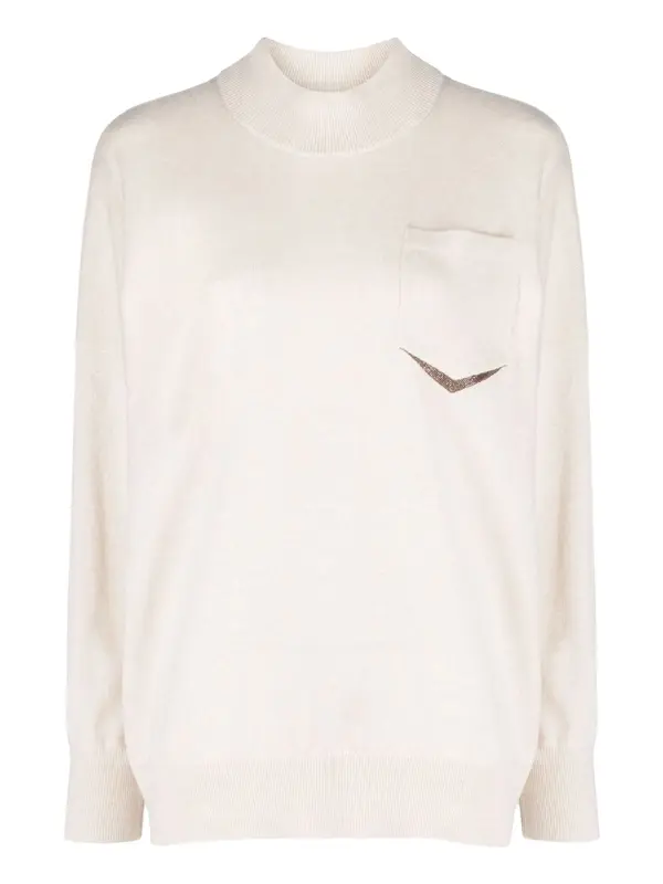 Brunello Cucinelli Monili-detail Cashmere Jumper - Neutrals