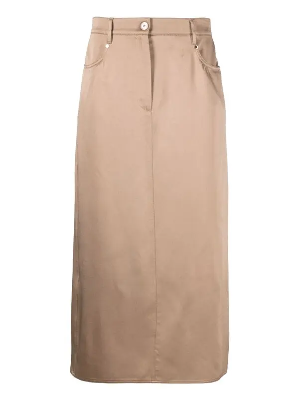 Brunello Cucinelli Straight-cut Midi Skirt - Brown