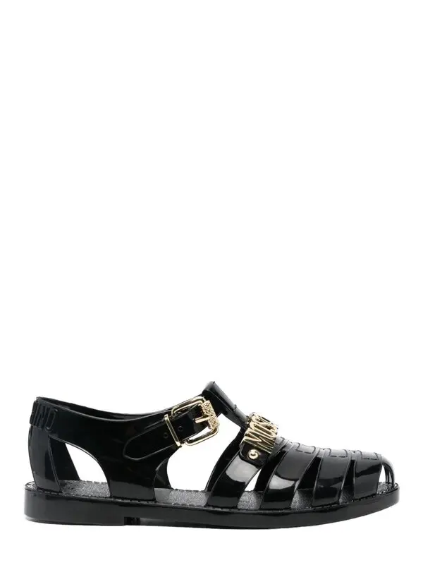 Moschino Logo-plaque Caged Sandals - Black
