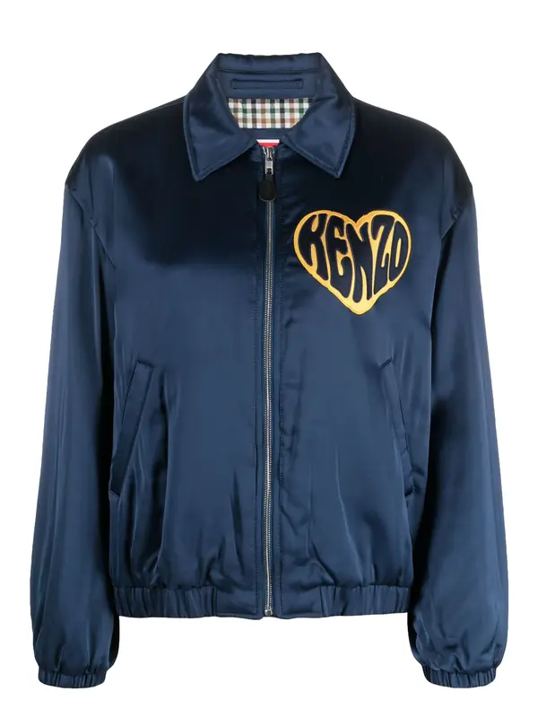 Kenzo Heart-patch Satin Jacket - Blue