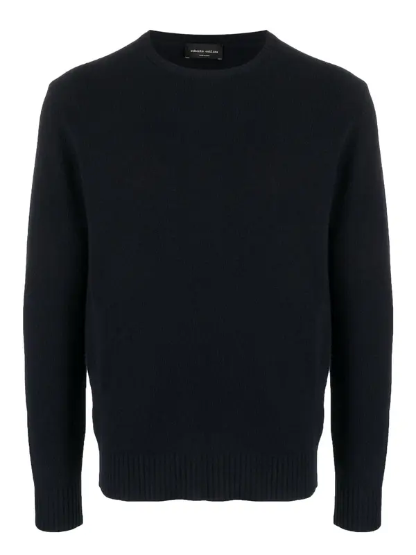 ROBERTO COLLINA Crew-neck Fine-knit Jumper - Blue