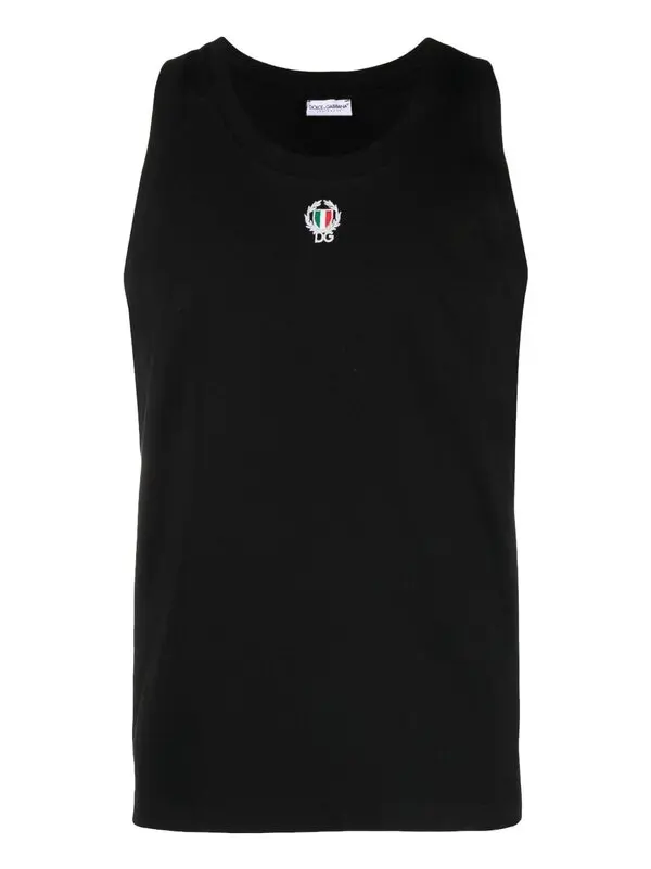 Dolce & Gabbana Logo-embroidered Tank Top - Black