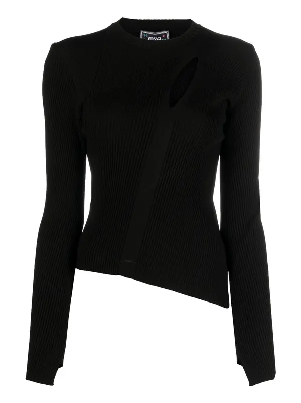 Versace Asymmetric Cut-out Jumper - Black