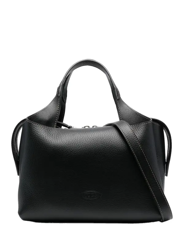 TOD'S Leather Boston Tote Bag - Black