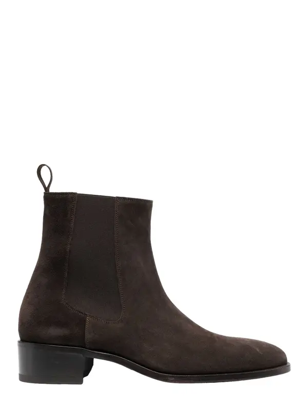 TOM FORD 40mm Square-toe Leather Boots - Brown
