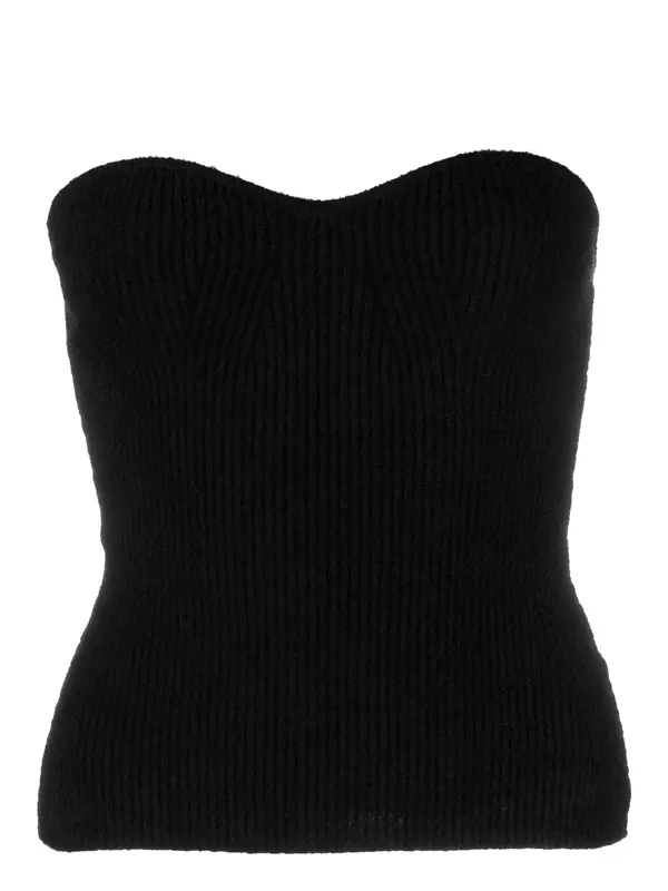 Wardrobe.NYC Ribbed-knit Bandeau Top - Black